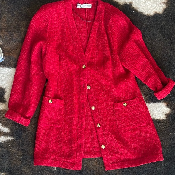 Zara | Jackets & Coats | Zara Red Oversized Blazer | Poshmark